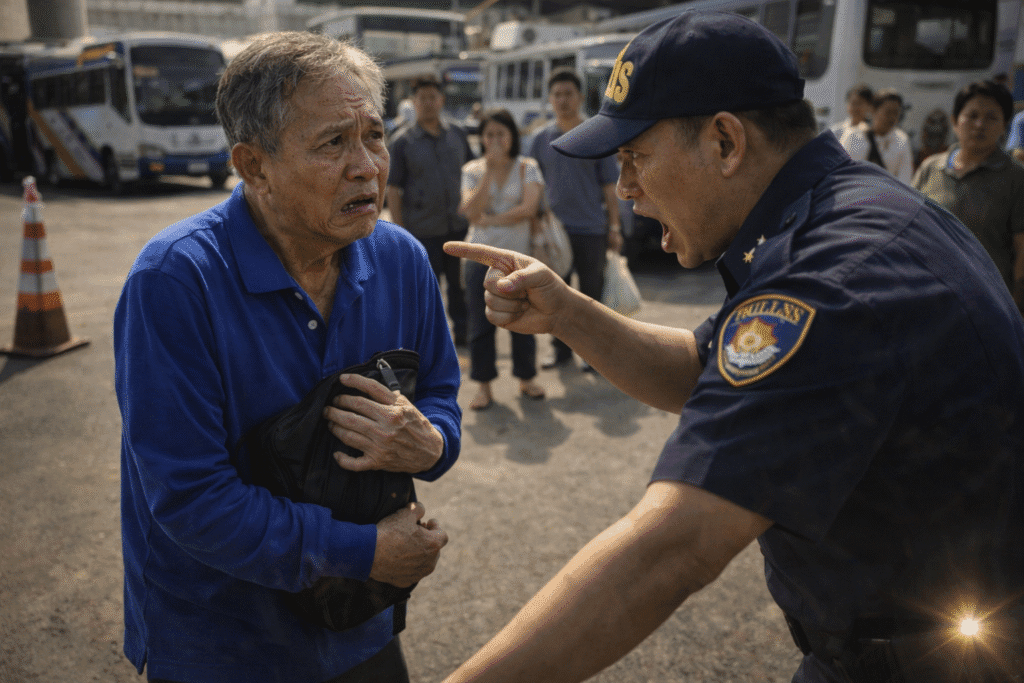 Pulis sinigawan ang matanda sa terminal—pero nang dumating ang barangay ...